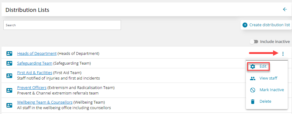 Distribution lists